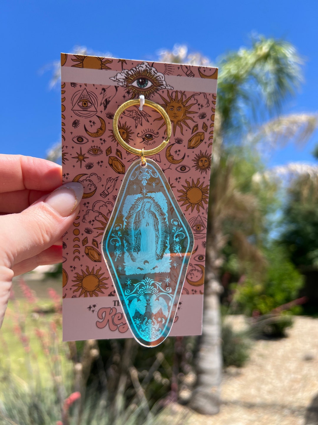 Virgin Mary Guadalupe Holographic Hotel Keychain, Virgin Mary Gift ...