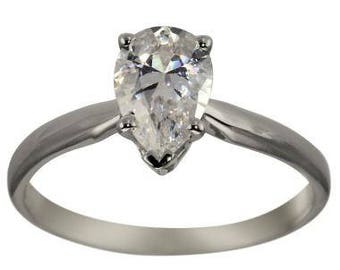 Horizontal Bezel Set Pear Shape Diamond Ring 14K Gold Bezel | Etsy