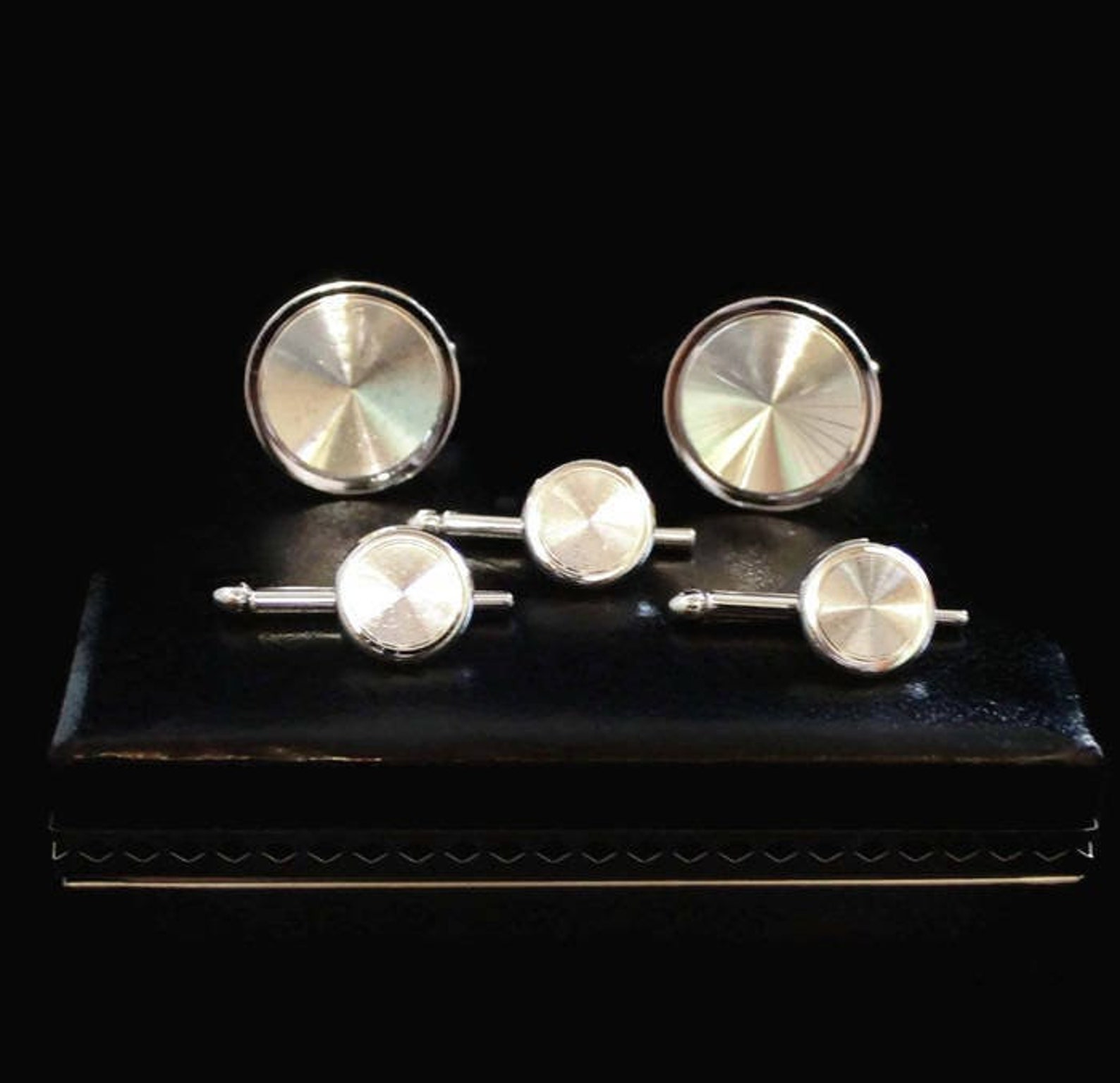 Swank Sterling Round Cuffs Link and Shirt Stud Set, Suit and Tuxedo ...