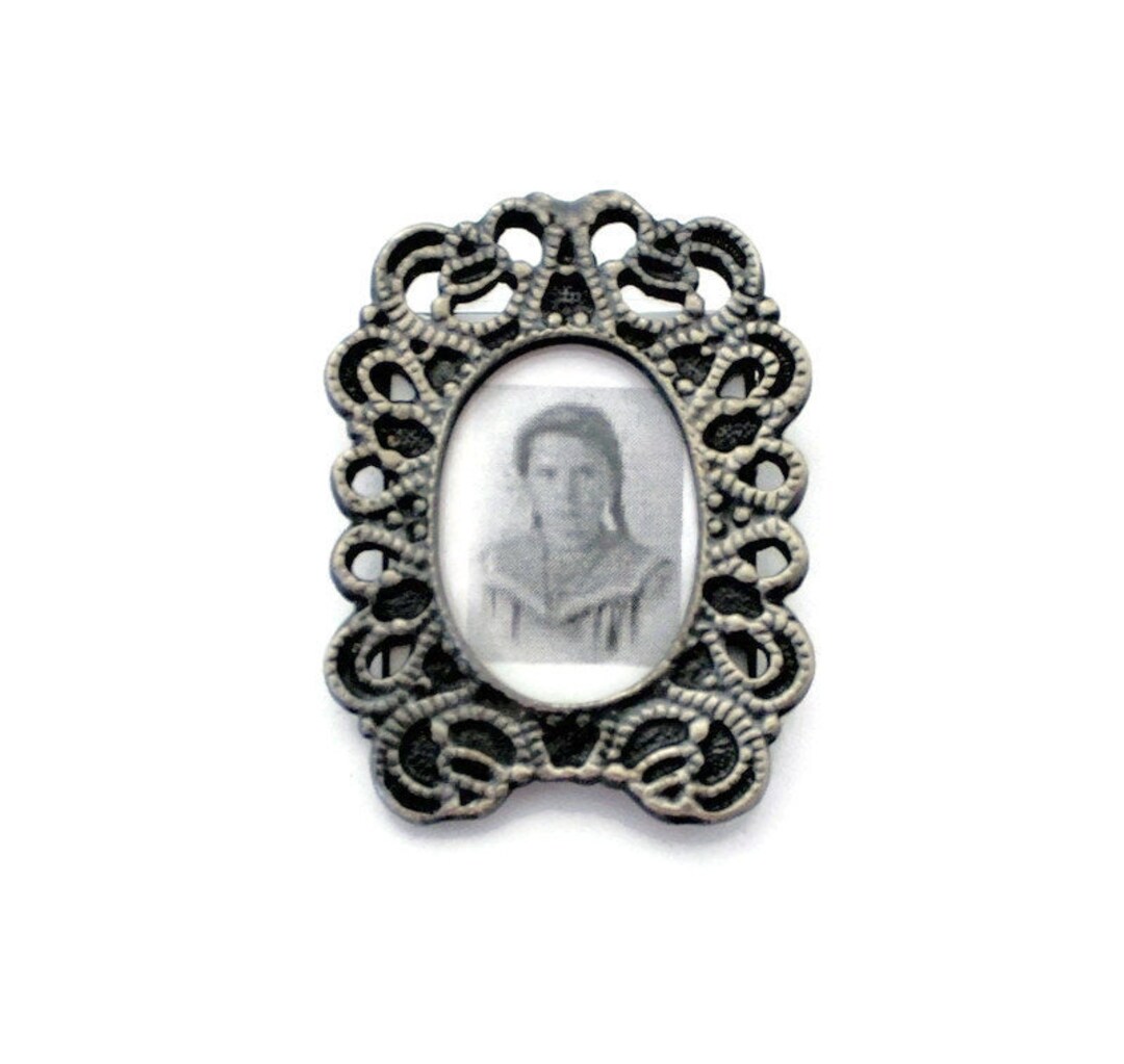 Ornate Rectangle Photo, Picture Frame Brooch Pin, in Antique Silver ...