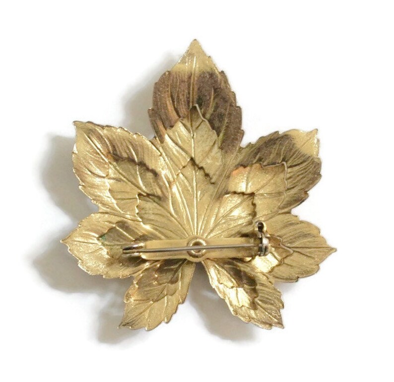 Large Layered Maple Leaf Gold Tone Brooch Pin, Fall Autumn Leaf Jewelry - Etsy