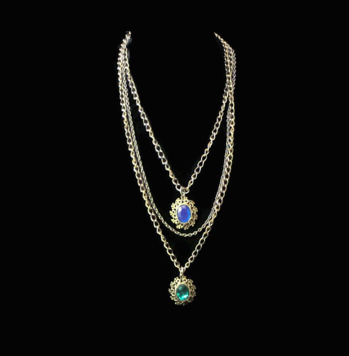 Multi Strand Chain Victorian Style Necklace, Gothic Jewelry - Etsy