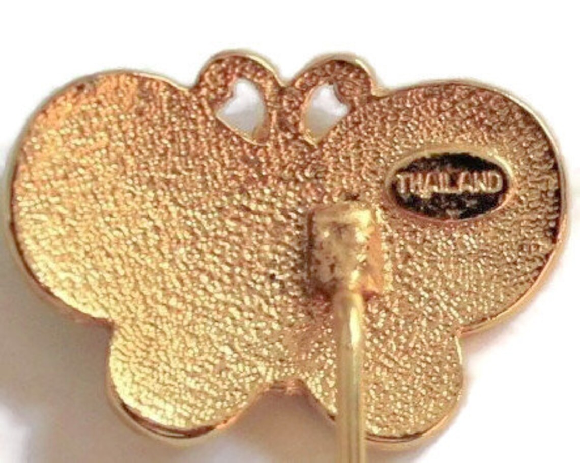 Butterfly Stick Pin, Gold Tone and Cream White Enamel, Butterfly ...
