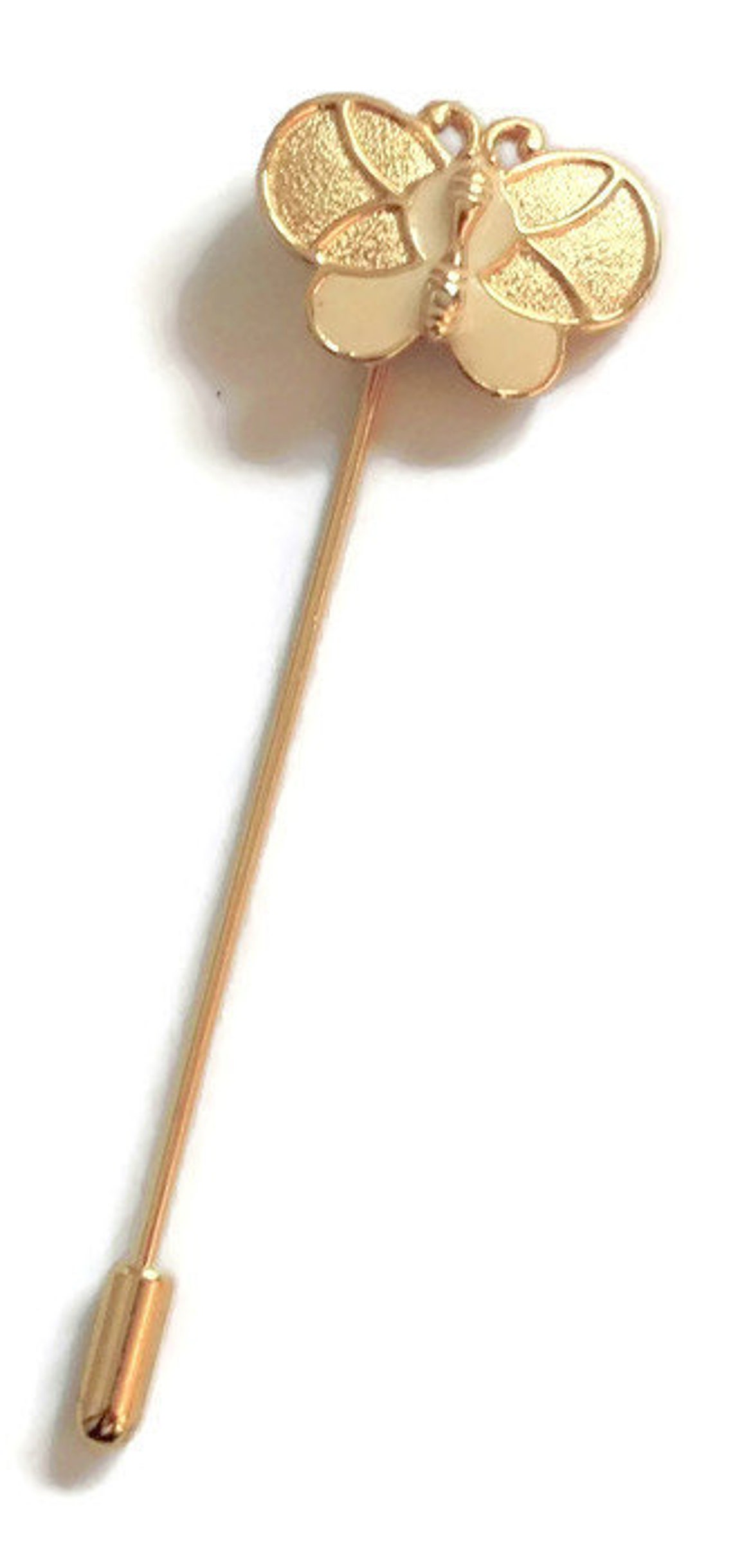 Butterfly Stick Pin, Gold Tone and Cream White Enamel, Butterfly ...