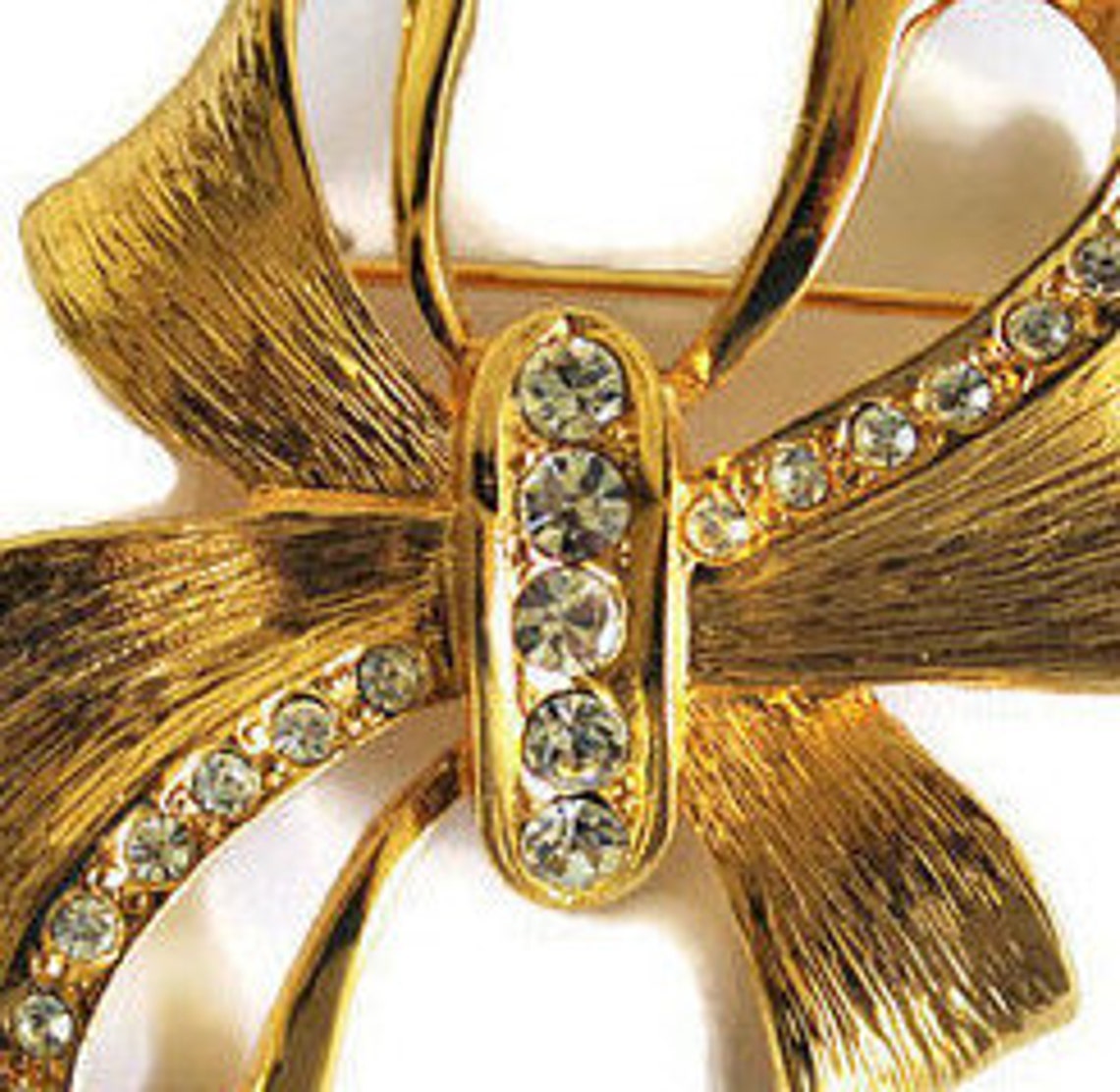 Rhinestone Bow Brooch Pin in Gold Tone Gift for Her - Etsy