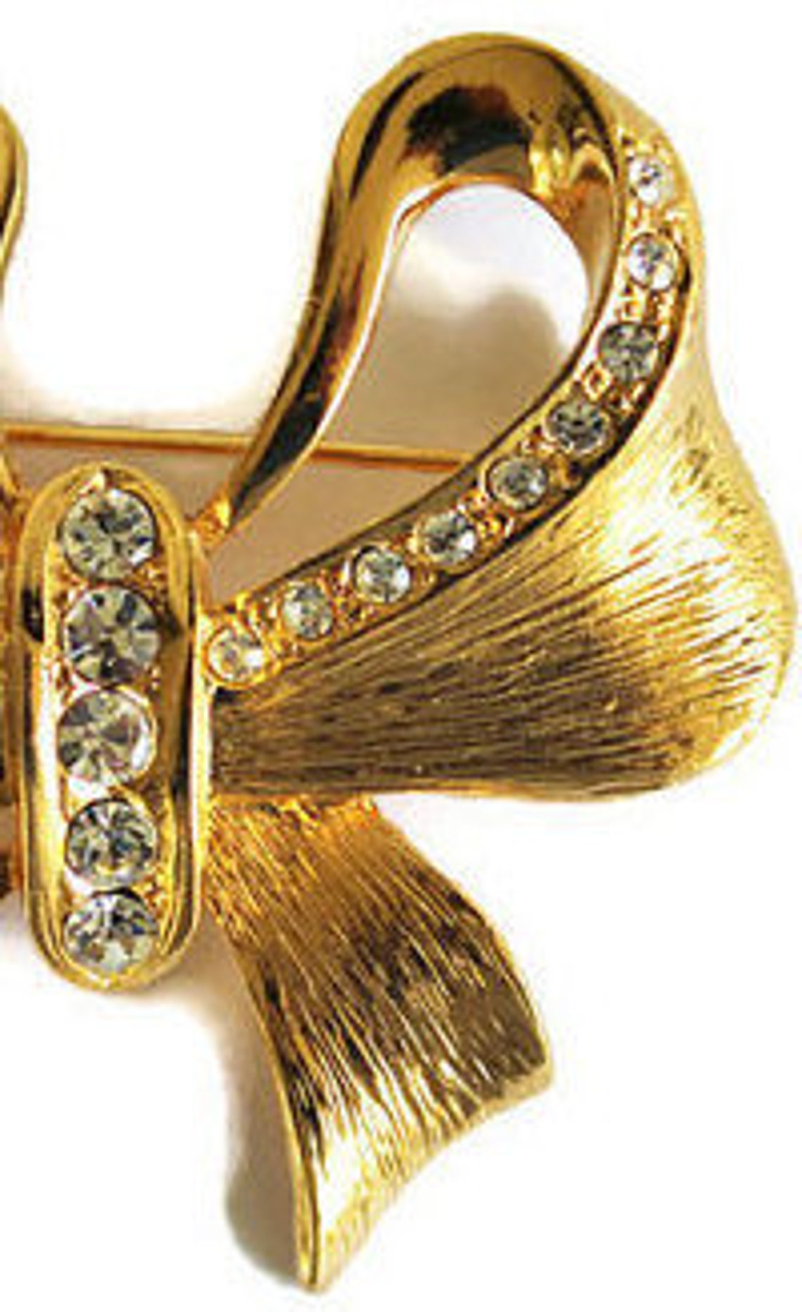 Rhinestone Bow Brooch Pin in Gold Tone Gift for Her - Etsy