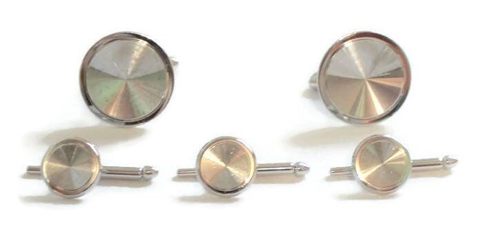 Swank Sterling Round Cuffs Link and Shirt Stud Set Suit and - Etsy