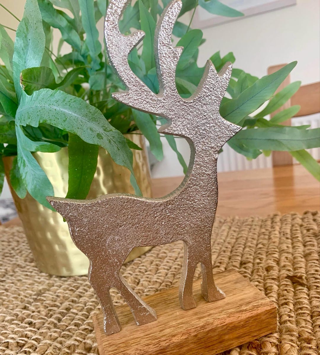Silver Effect Hammered Metal Stag for Christmas - Etsy