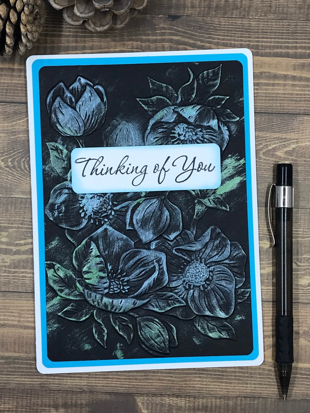 Thinking of You Card/handmade Cards/embossed Cards/stationery/floral ...