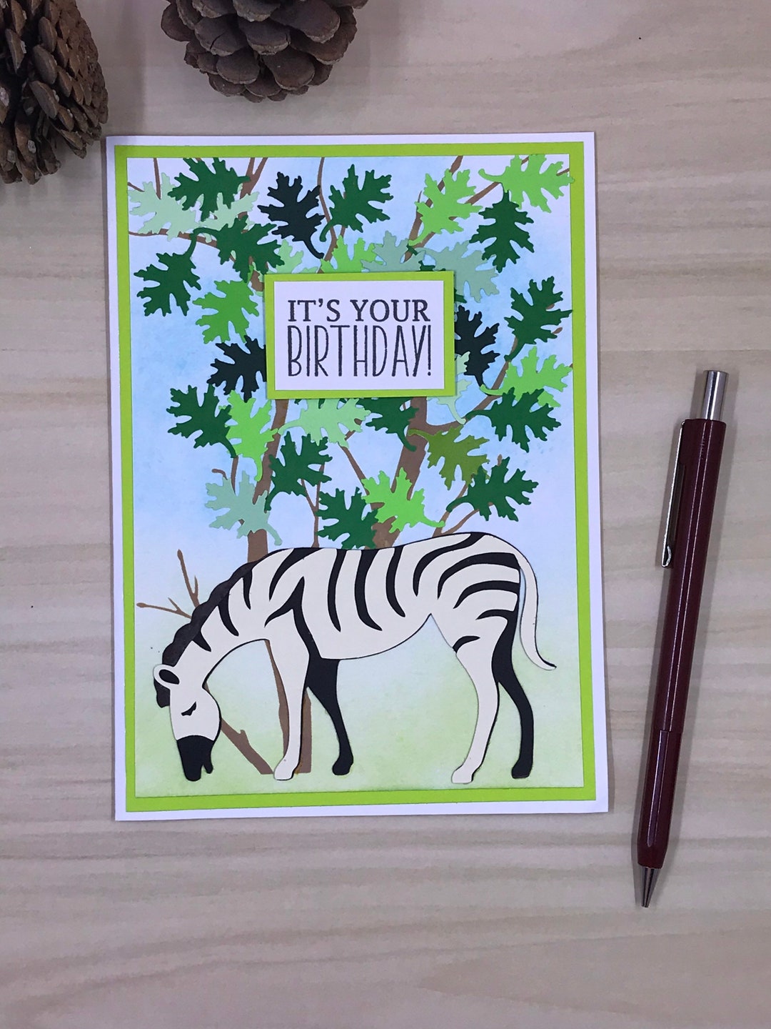Happy Birthday Zebra Card/birthday Cards/note Cards/greeting Cards ...