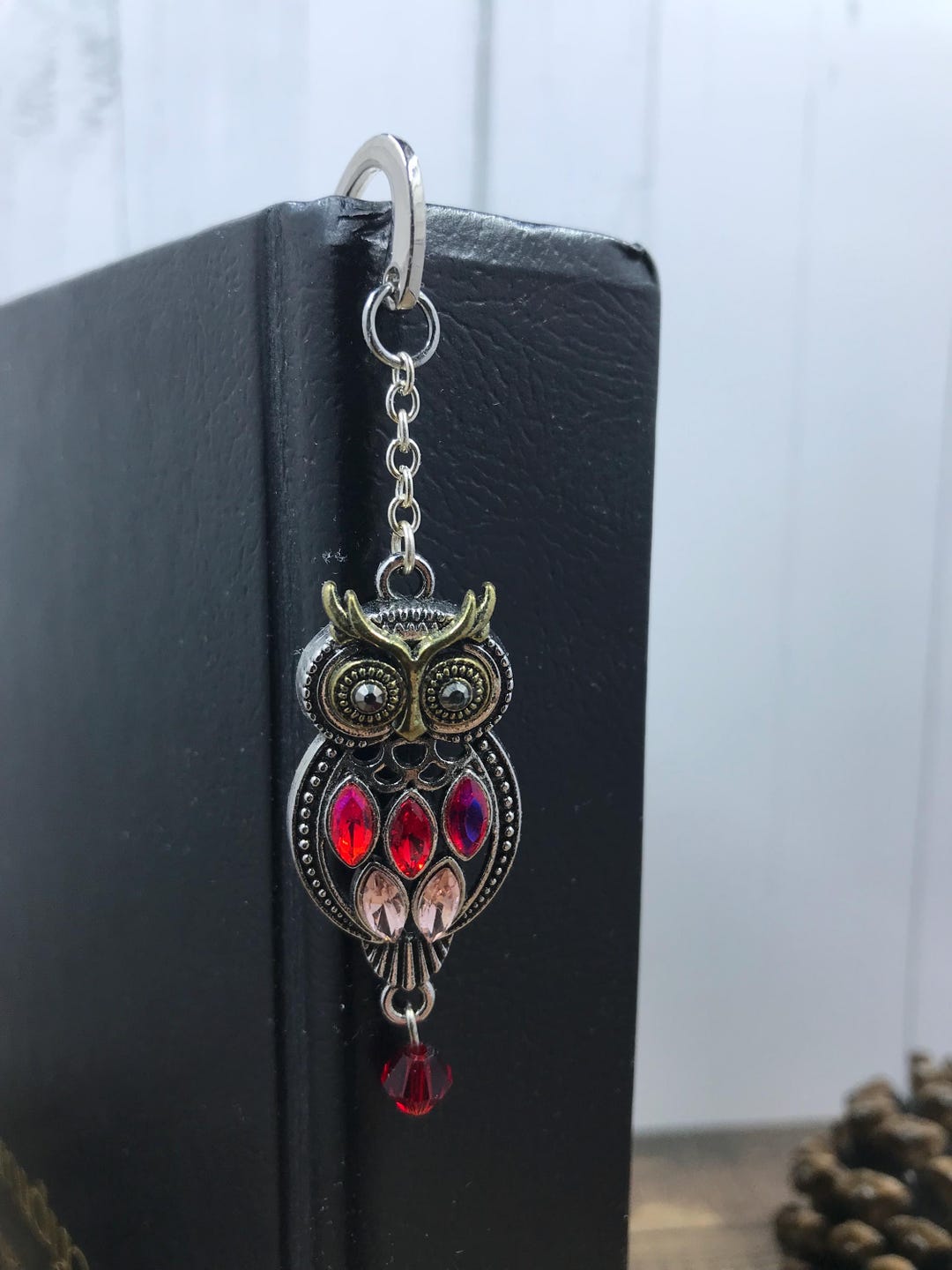 Owl Bookmark With Red & Pink Crystals, Handmade Book Lover Gift - Etsy