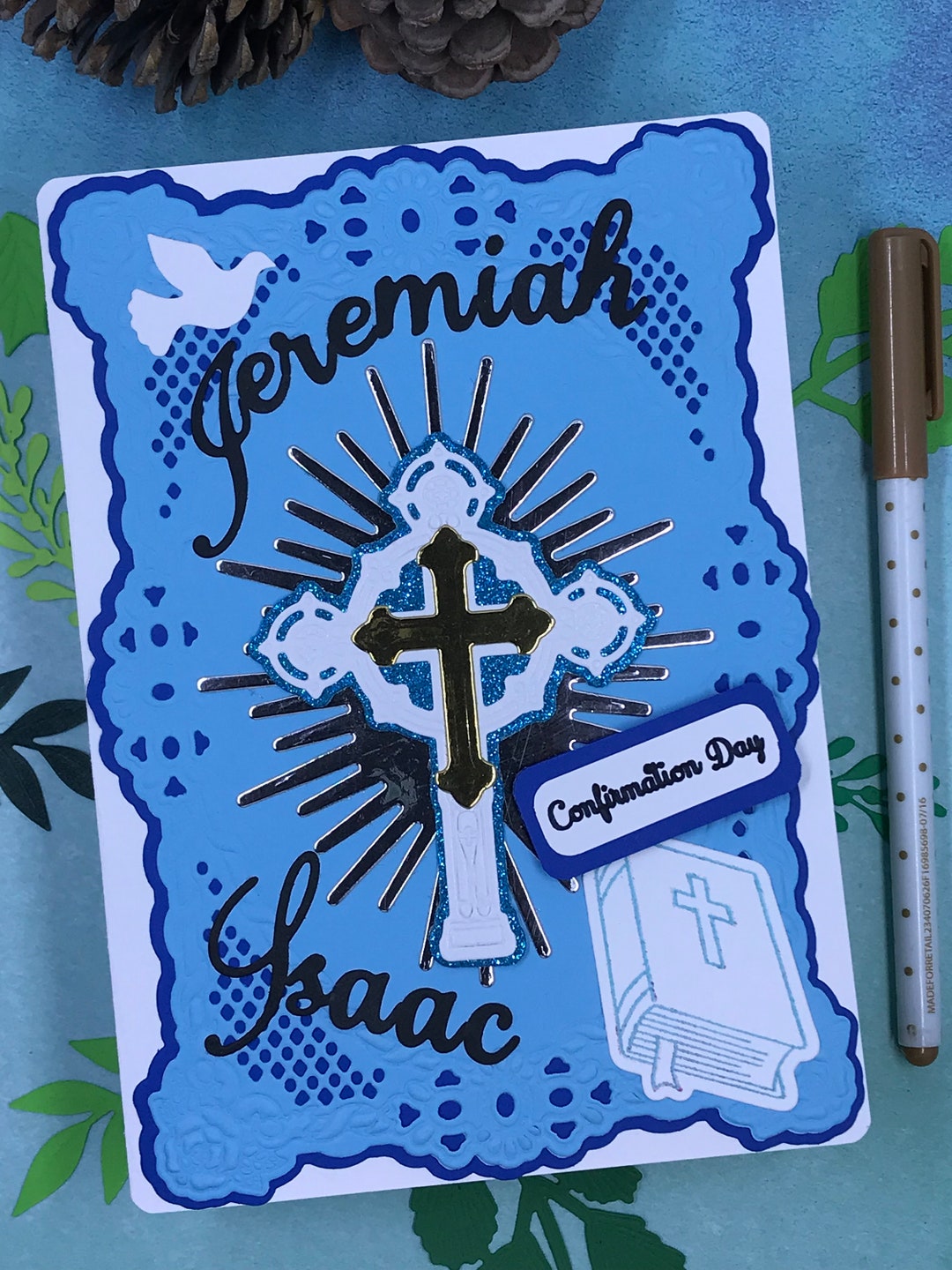 Confirmation Card/blue Personalized Name 3D Cross Confirmation Card ...