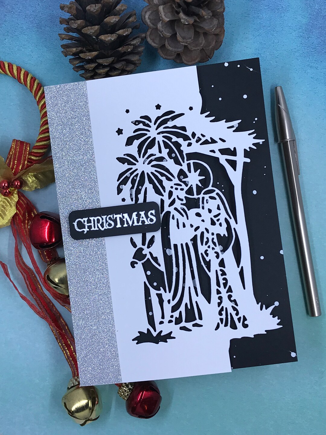 Christmas Nativity Scene Handmade Card With Cut Out Edge - Etsy