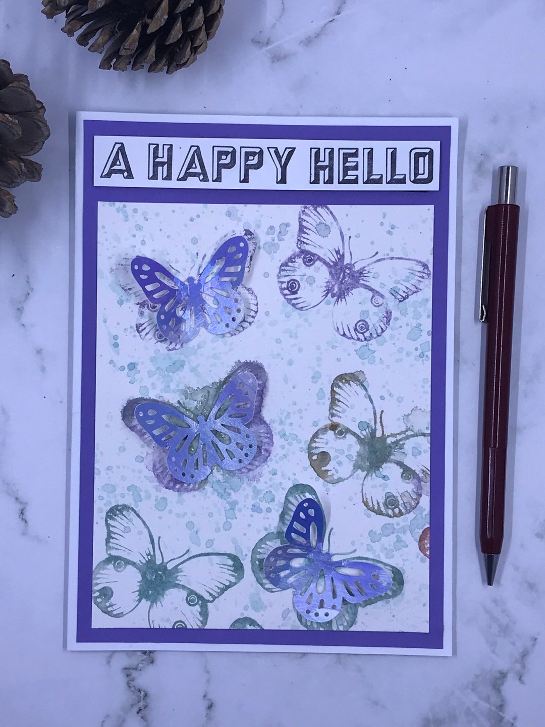 A Happy Hello Butterfly Card - Etsy