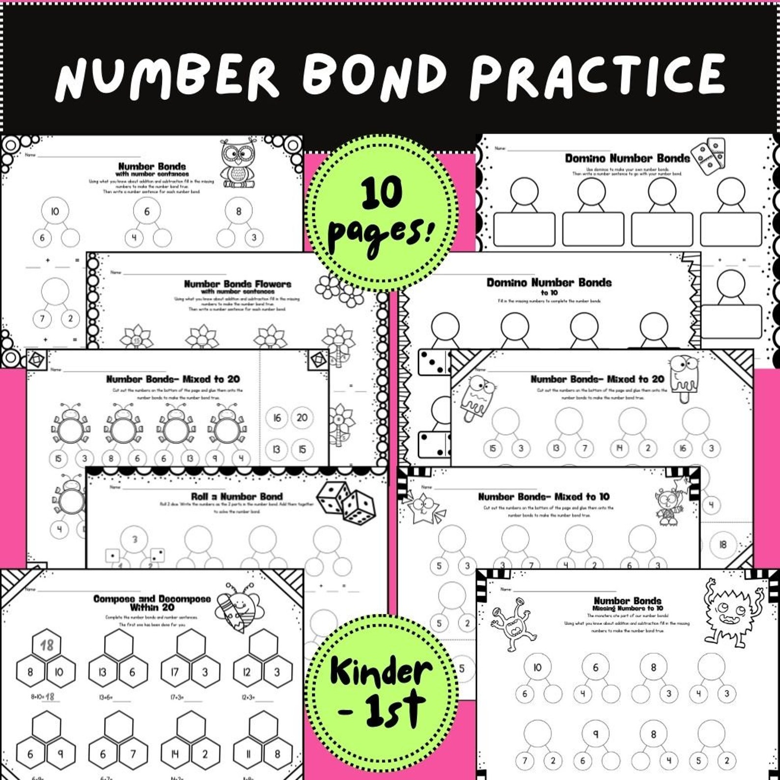 Number Bond Practice | Number Bonds to 20 | Kindergarten and First ...