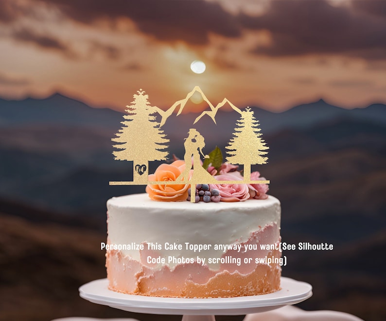Rustic Wedding Cake Topper Personalized Silhouette Cake Topper for ...