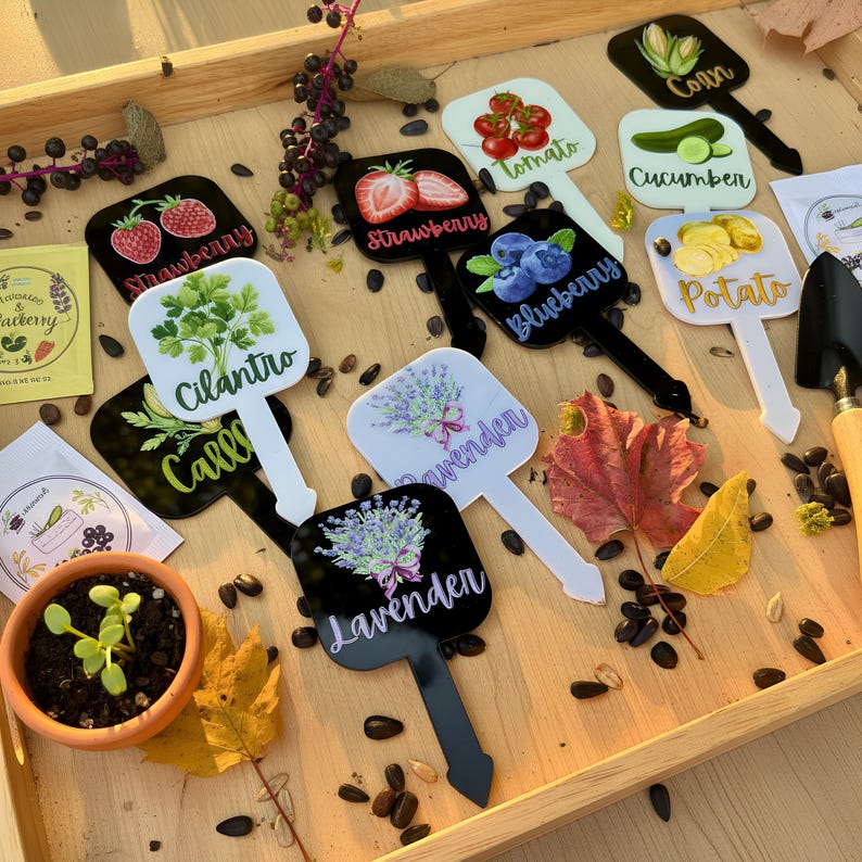 Colorful Acrylic Herb Marker — Weatherproof Plant Tag for Potted ...