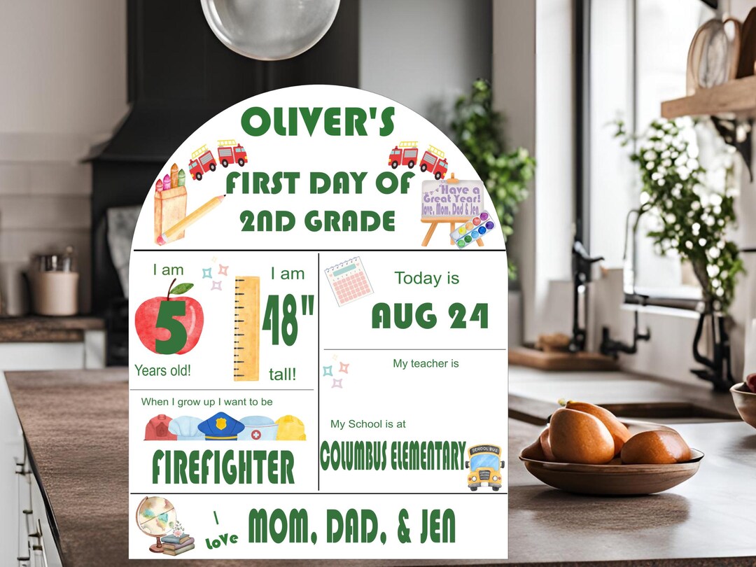 Custom First Day of School Sign Personalized 1st Day of Kindergarten ...