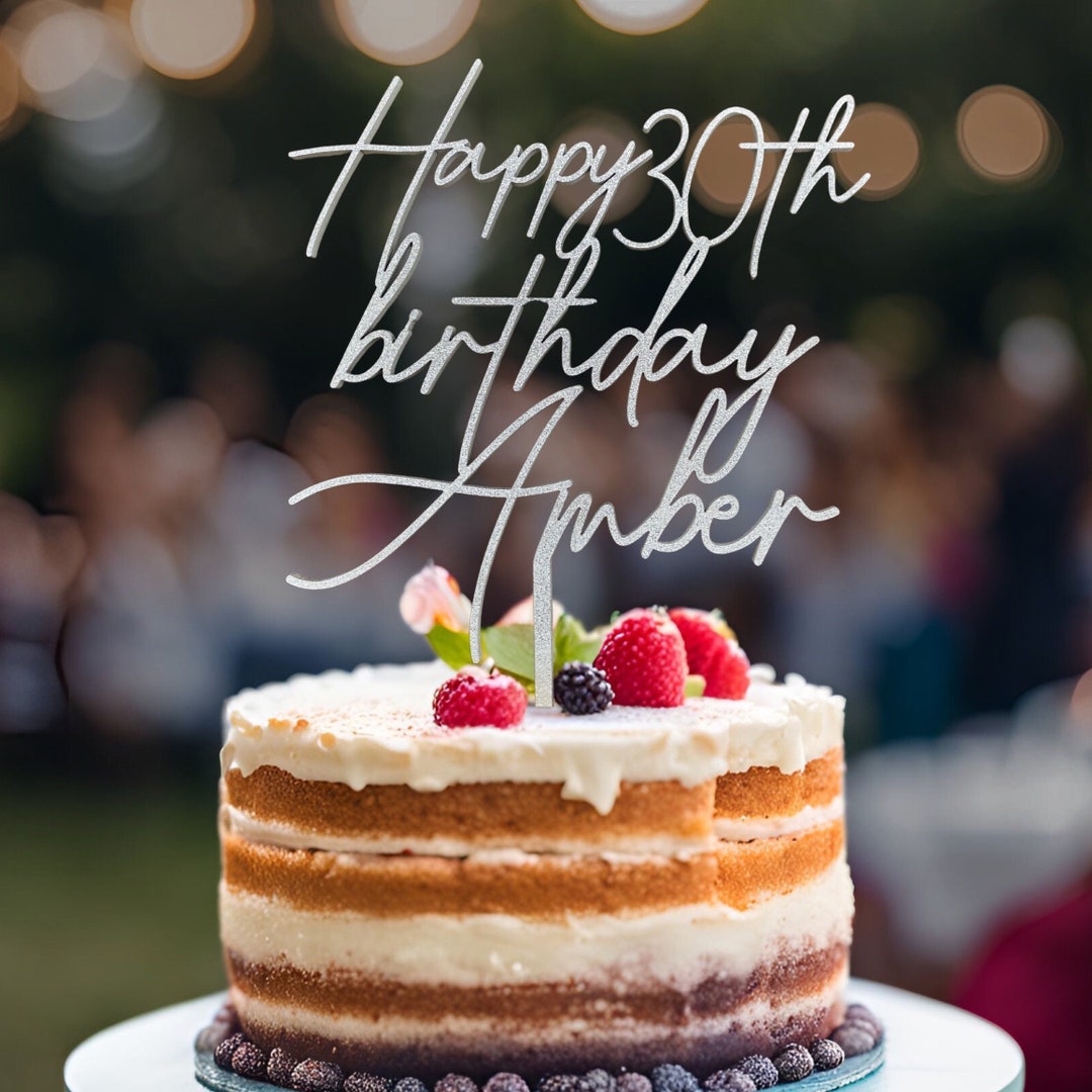 Personalized Happy Birthday Cake Topper for Any Age Name Cake Topper ...