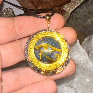Egyptian Eye of Horus Orgone Blue Apatite Necklace, Reiki Healing ...