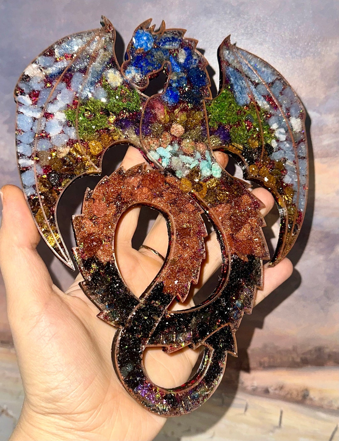 All Chakra Crystals Druzy DRAGON Orgone Altar/wall Decor, EMF 5G ...
