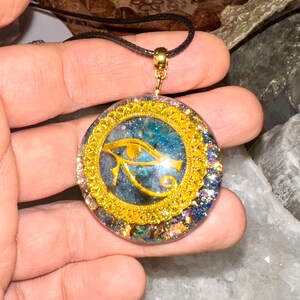Egyptian Eye of Horus Orgone Blue Apatite Necklace, Reiki Healing ...