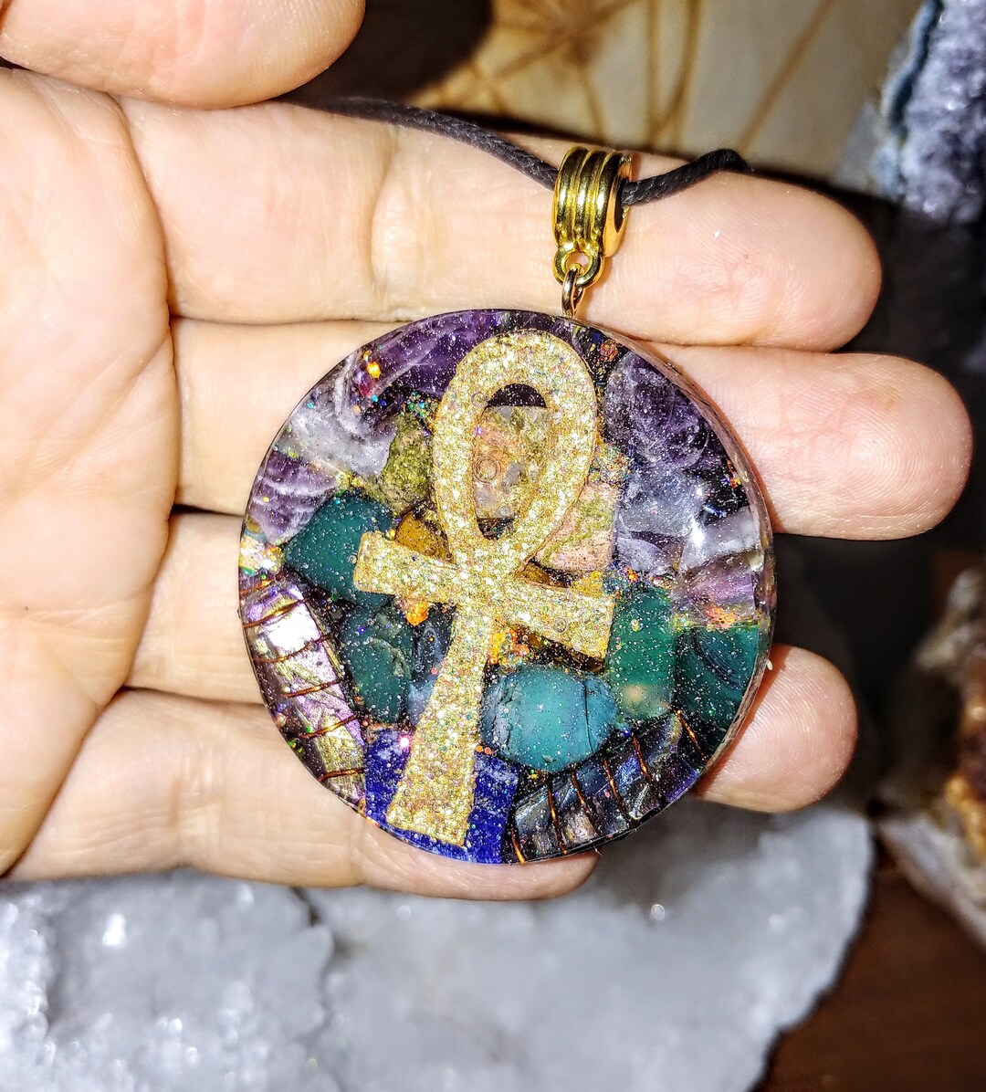 Ankh Orgone Crystal Necklace Reiki Healing Psychic - Etsy