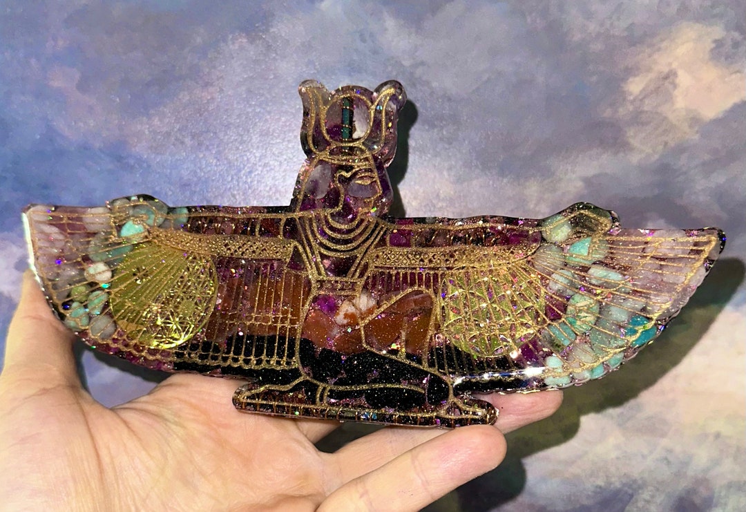 Isis Goddess With Flower of Life & Yin Yang Symbols Orgone Crystal ...