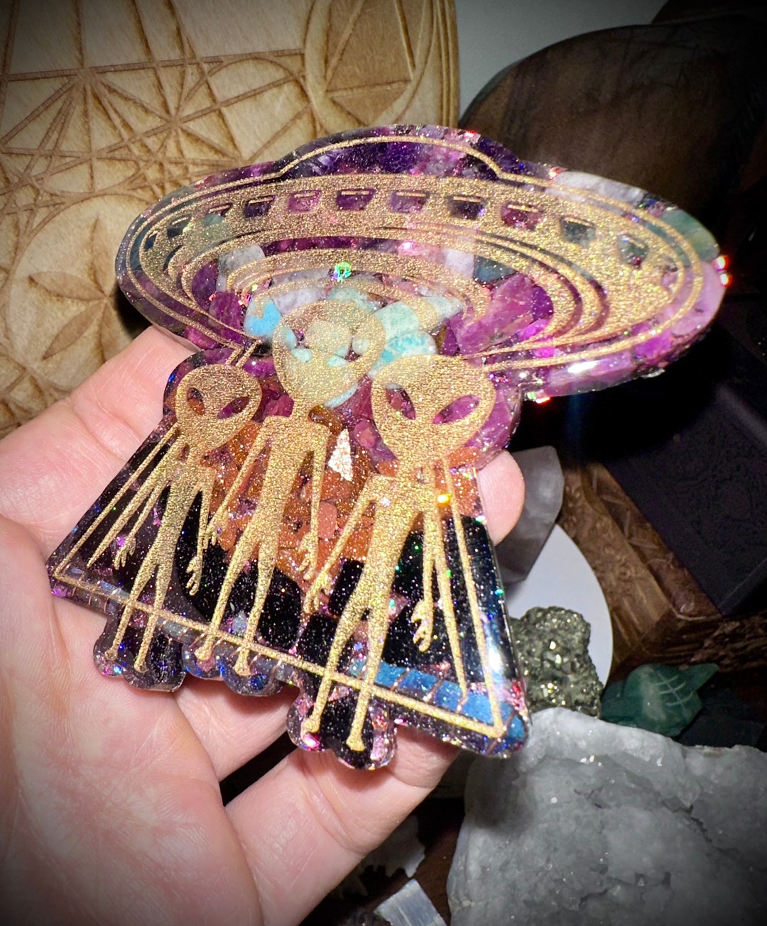 All Chakra Alien Family Orgone Charging Plate/ Altar Decor/ Coaster ...