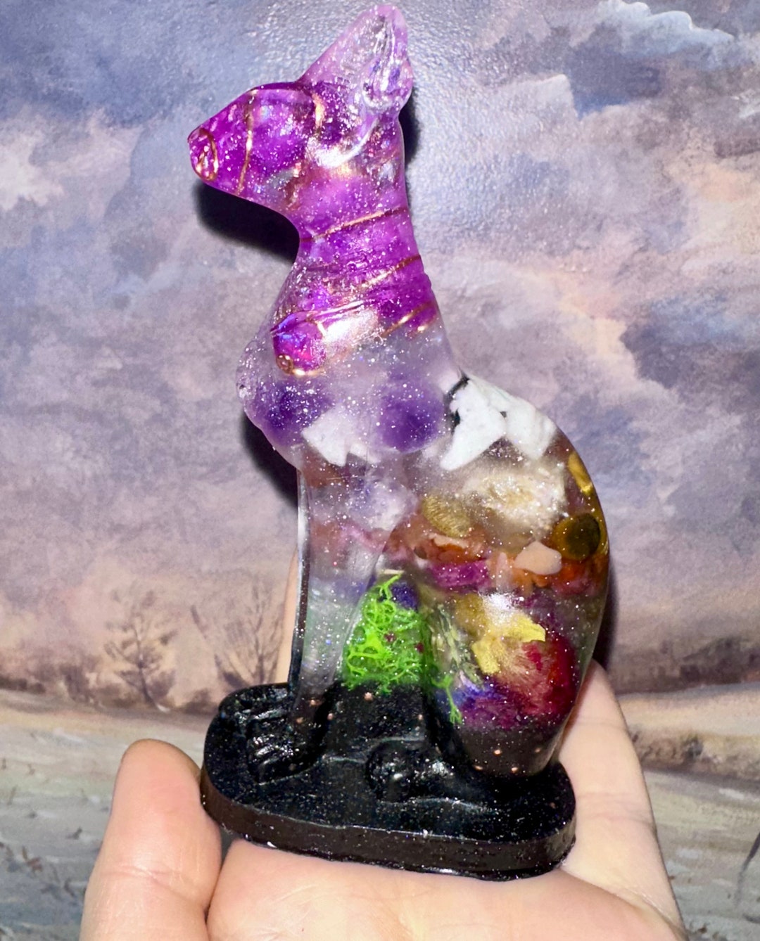 5 ORGONE Egyptian Bastet Cat Goddess Statue, 3D Orgonite Sculpture ...