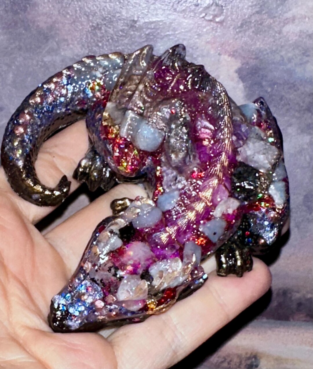 Orgonite Crystal Sleeping DRAGON Paperweight, Emf Protection,chakra ...