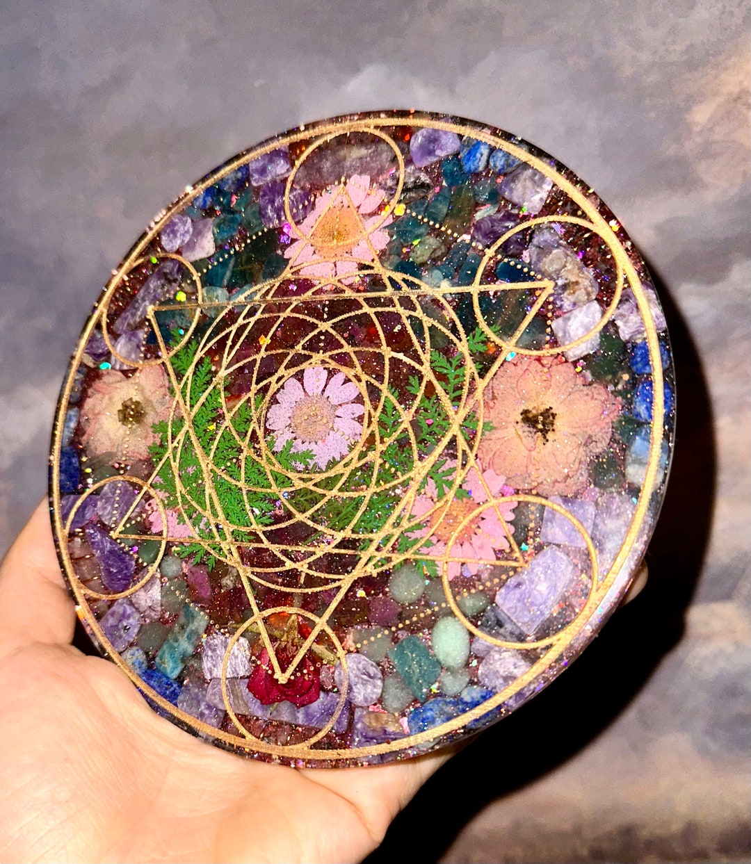 Metatrons Cube All Chakra Orgone CHARGING PLATE, Crystal Reiki Infused ...