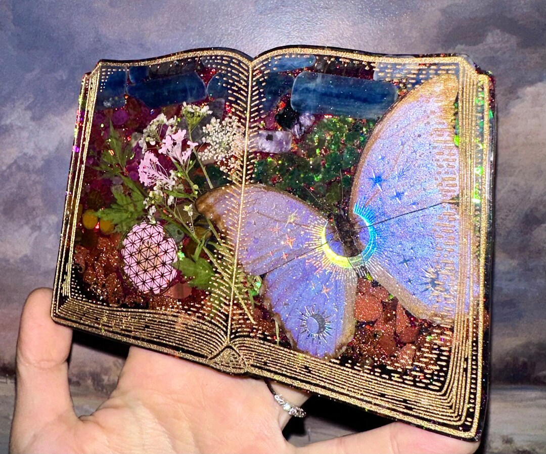 Butterfly & Flower of Life Book Orgone CHARGING PLATE, Reiki Meditation ...