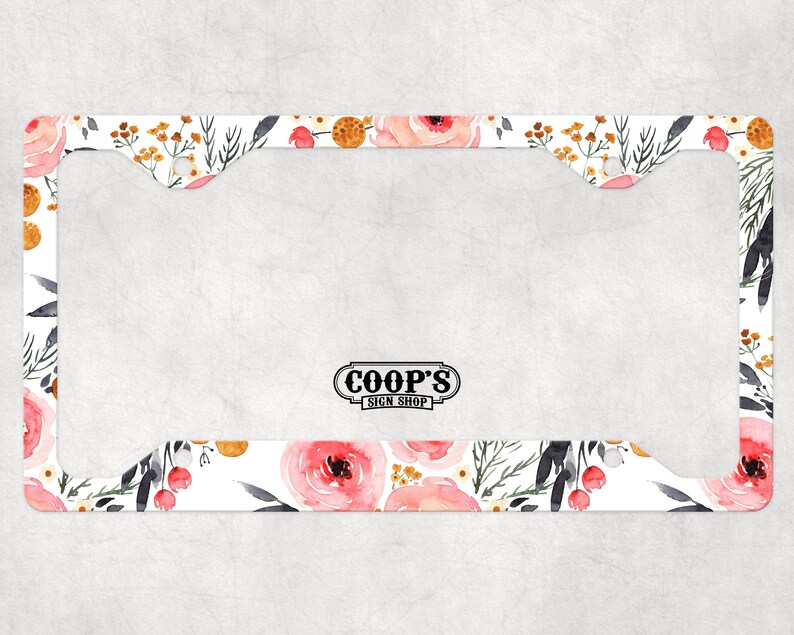 Pink Flower License Plate Frame Matches Personalized Plate - Etsy