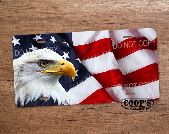American Flag With Eagle License Plate - American Eagle Tag - Red White ...