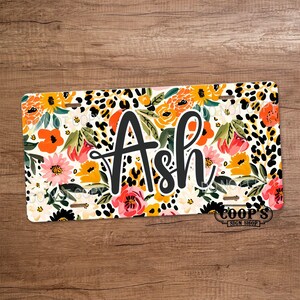 Abstract Florals Name License Plate - Personalized Car Tag - Colorful ...