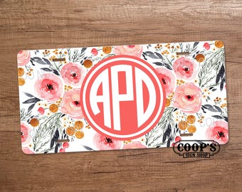 Pink Cheetah Print Monogram License Plate - Personalized Car Tag ...
