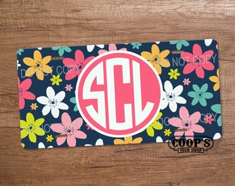 Cute Flower Doodles Name License Plate Personalized Car Tag Custom ...