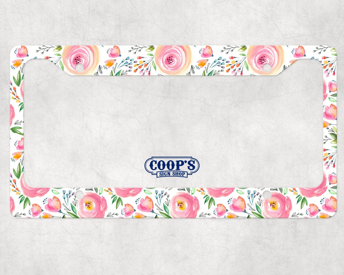 Pink Roses License Plate Frame Matches Personalized Plate In | Etsy