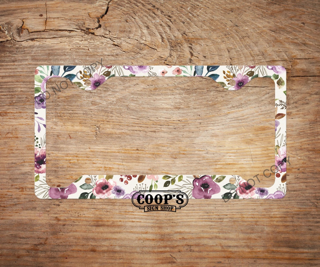 Boho Purple Flowers License Plate Frame - Car Accessories - License ...