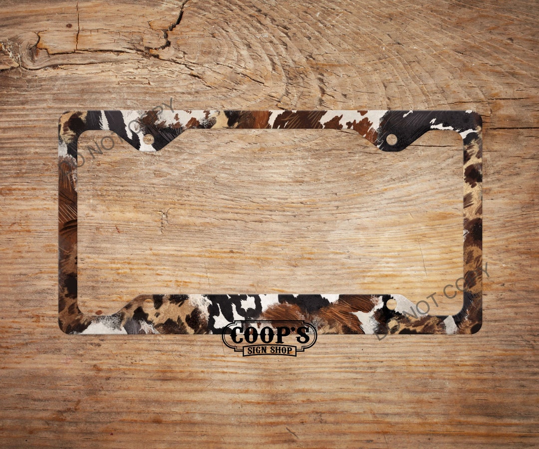 Cowhide Leopard License Plate Frame - Car Accessories - License Plate ...