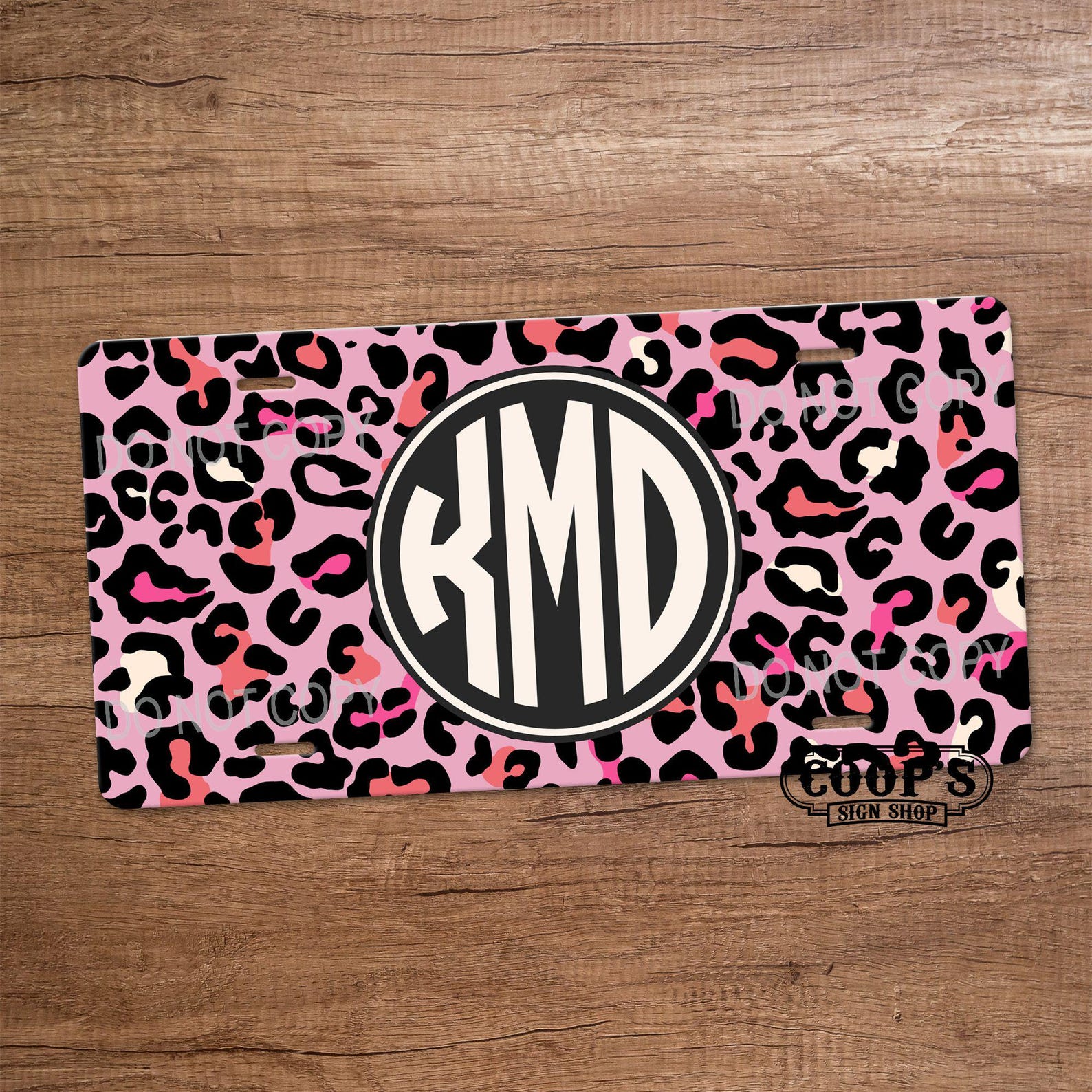 Pink Cheetah Print Monogram License Plate - Personalized Car Tag ...