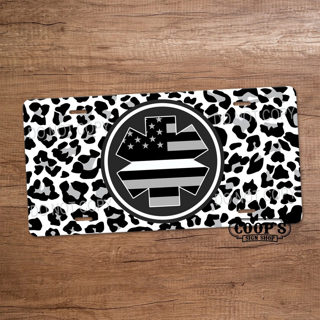 EMS Cheetah License Plate - EMT Star of Life Tag - White Line - License ...