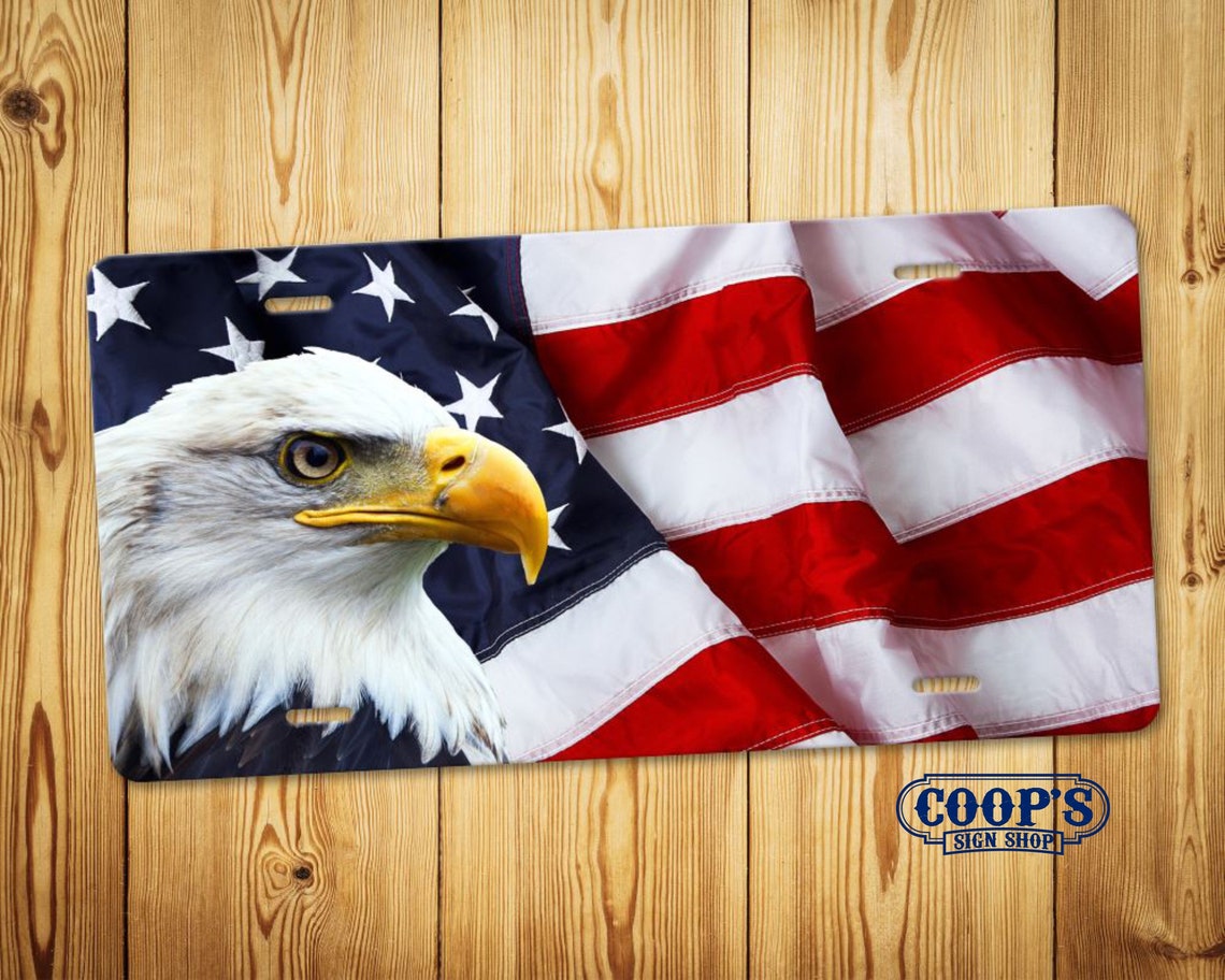 American Flag With Eagle License Plate American Eagle Tag - Etsy