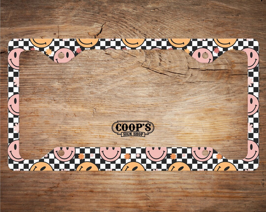 Checkered Smilies License Plate Frame Matches Personalized Plate in Our ...
