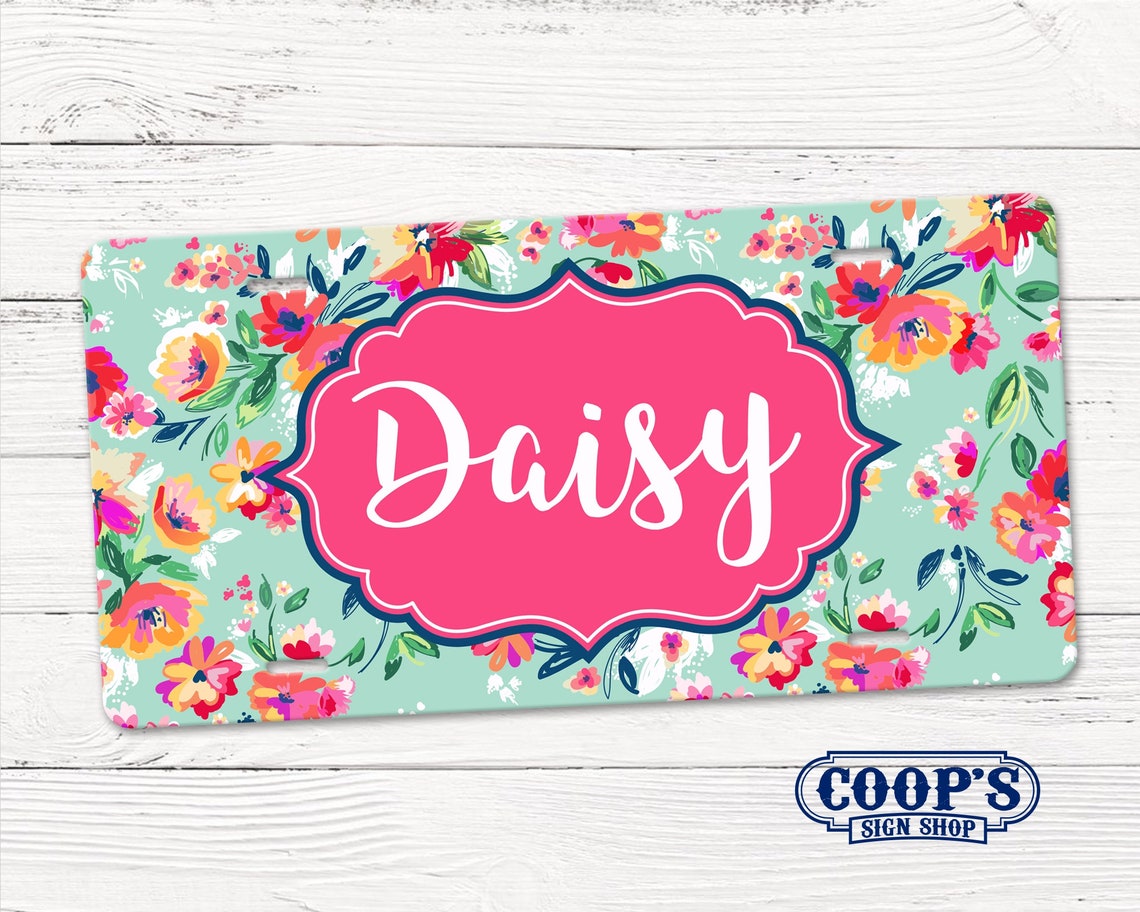 Colorful Flower License Plate Personalized Car Tag Floral - Etsy