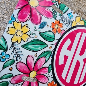 Bright Color Floral Monogram License Plate - Personalized Car Tag ...