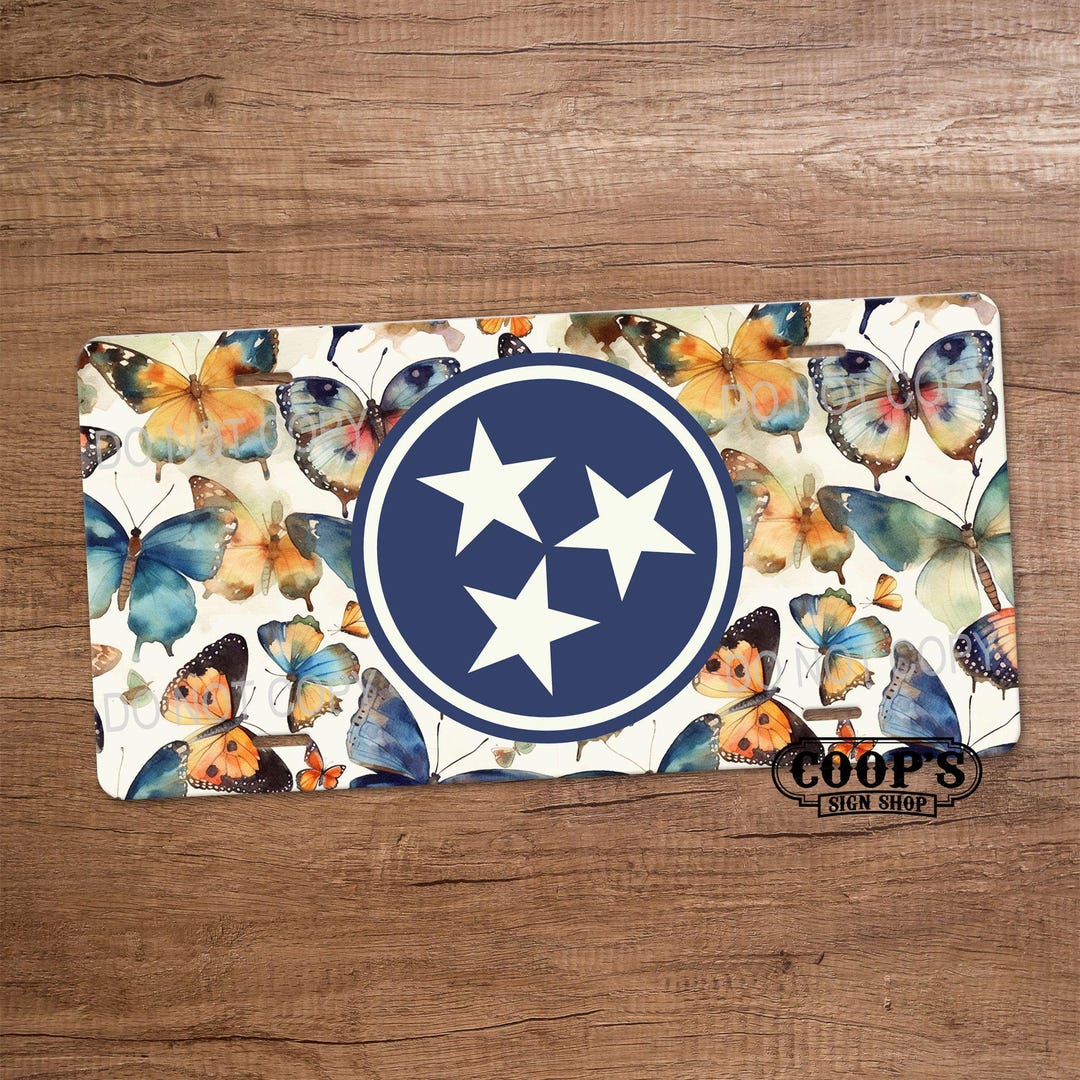 Butterflies Galore Tristar License Plate - Tri Star Tennessee - License ...