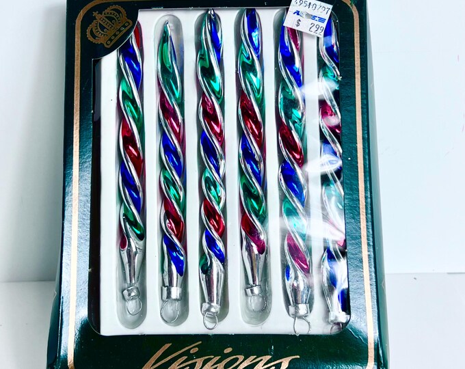 Vintage Holly Twisted Icicle Glass Christmas Ornaments, Swirled Icicle ...