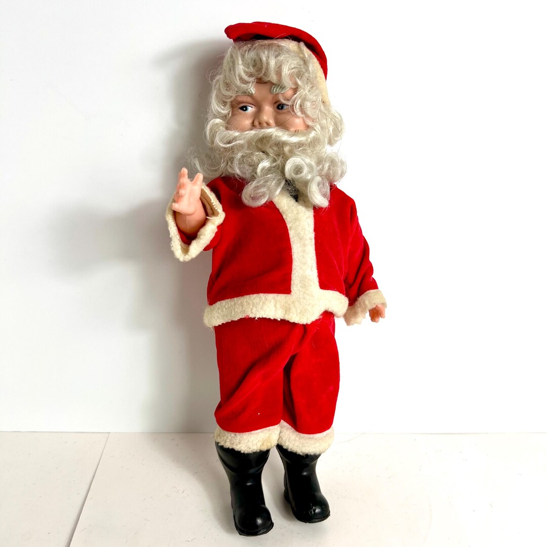 Vintage Santa Claus Posable Doll Figurine Plastic Body, Rubber Face ...